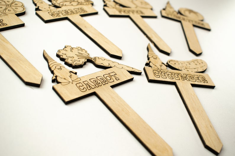 Garden Markers SVG Laser Cut File Bundle 10 Designs Garden | Etsy