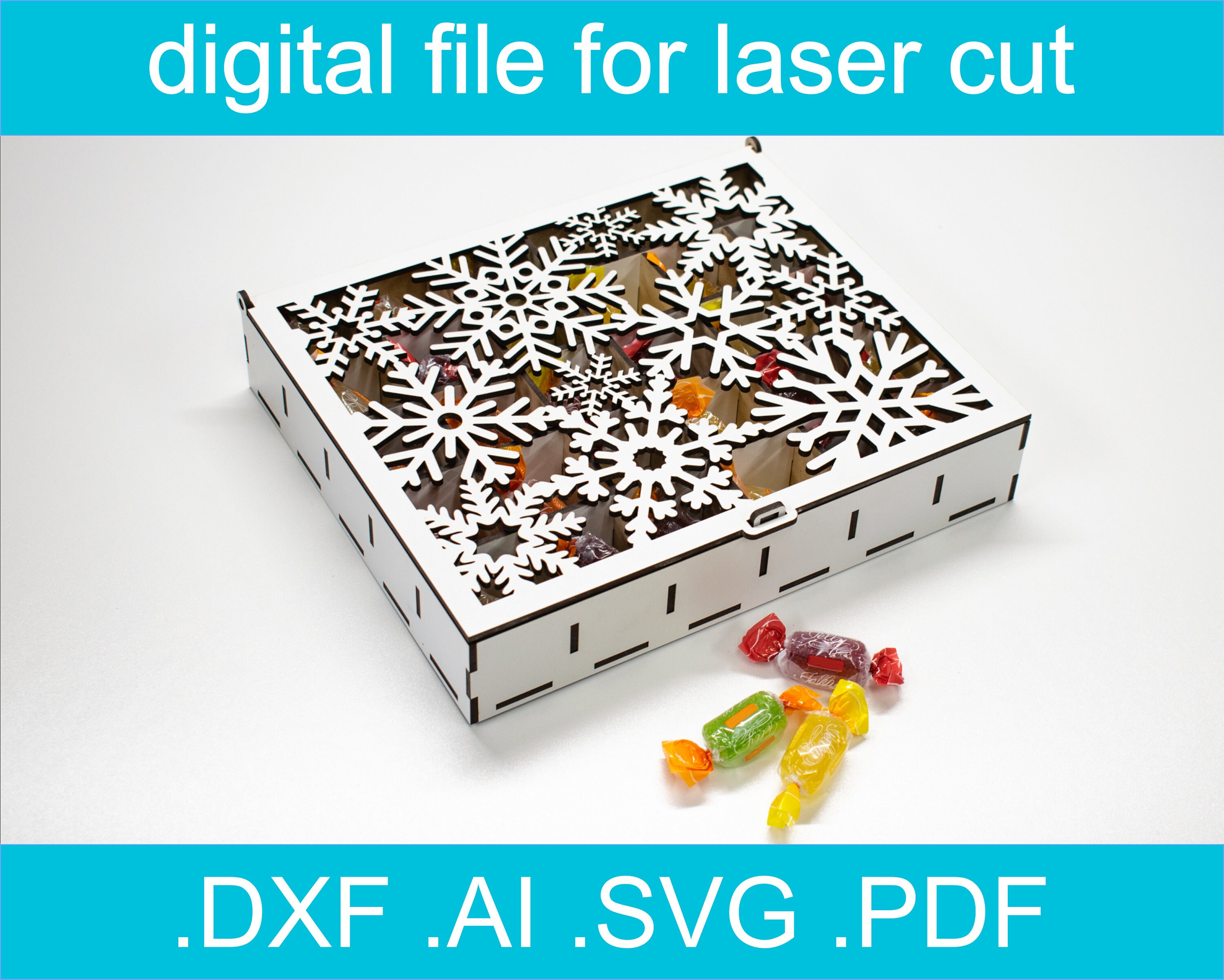 Laser Cut Files Christmas Box SVG Laser Cut Vector for - Etsy