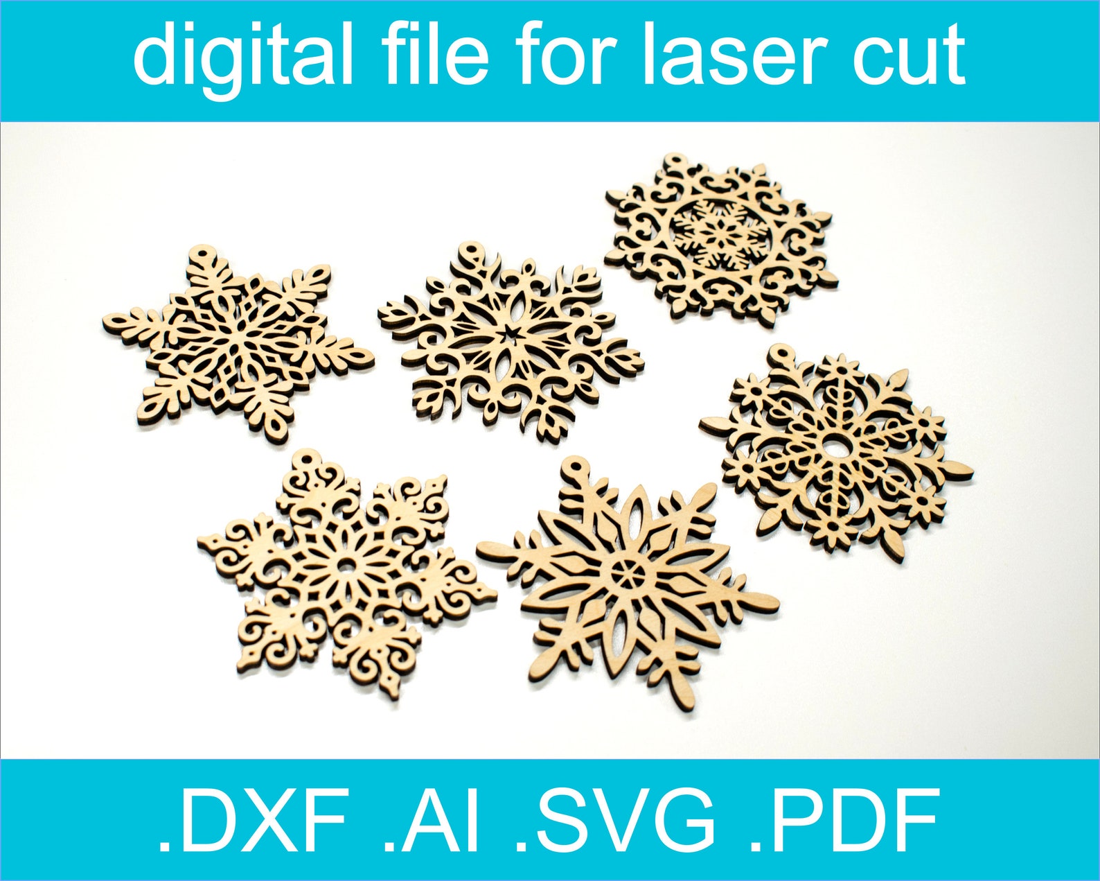 Laser Cut Files Christmas Snowflake SVG Bundle 6 Designs, Christmas Svg ...