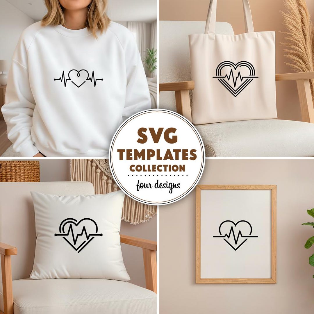 Heartbeat SVG File, Continuous Line Heart, Pulse Line Art - Etsy