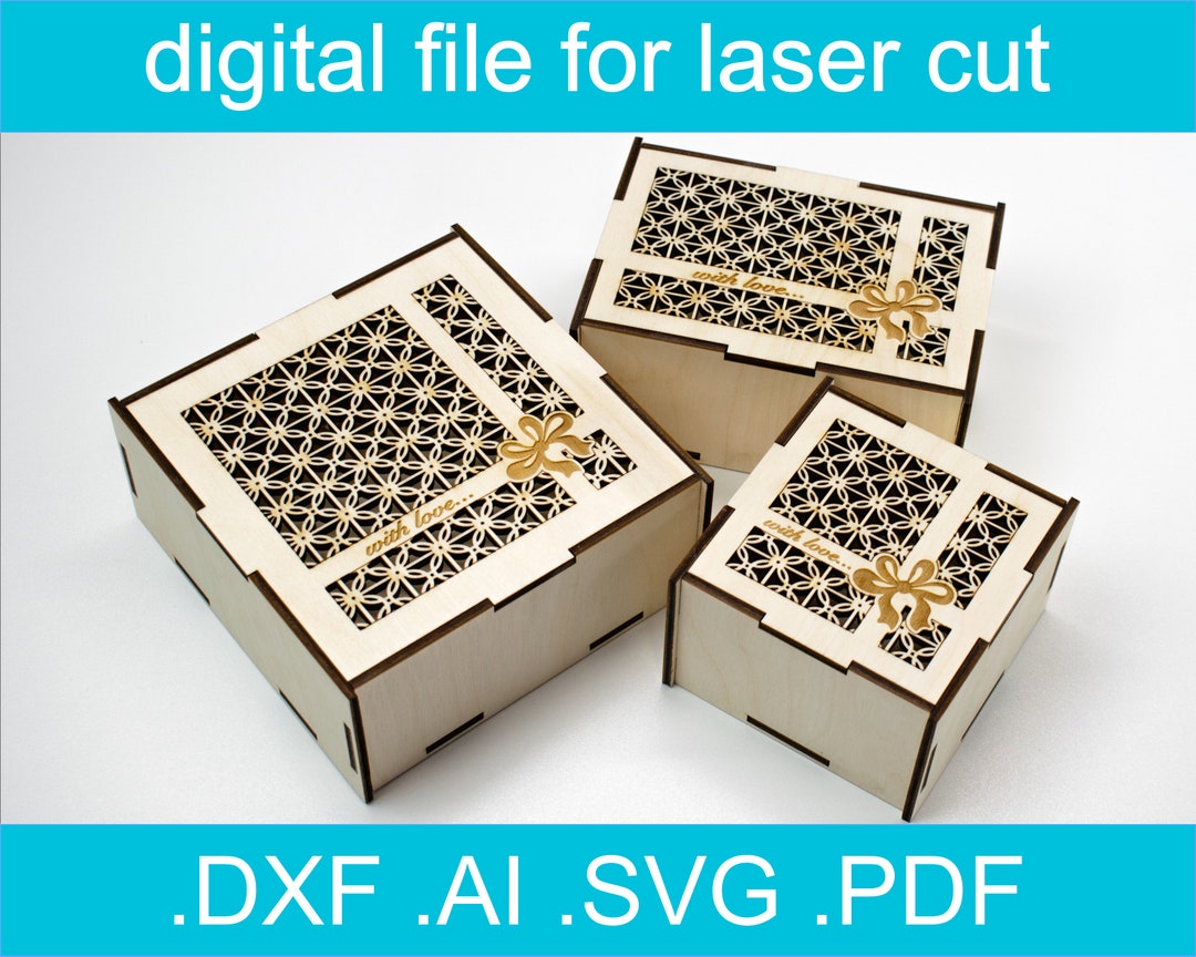 Laser Cut Files Box SVG Bundle 3 Sizes Laser Cut Vector for Glowforge ...