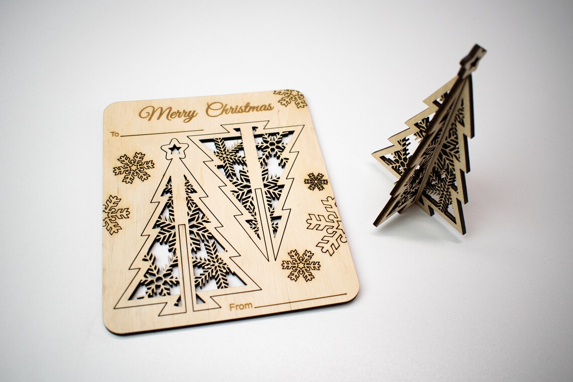 3D Puzzle Christmas Tree Card SVG • Laser Cut File • Glowforge • Xtool ...