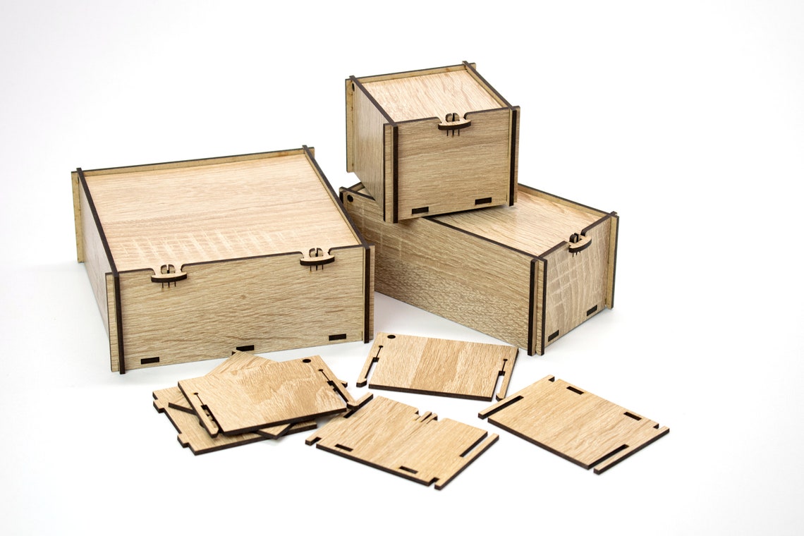 Wooden Boxes for Assembly Without Glue Laser Cut SVG, Xtool D1 Files ...