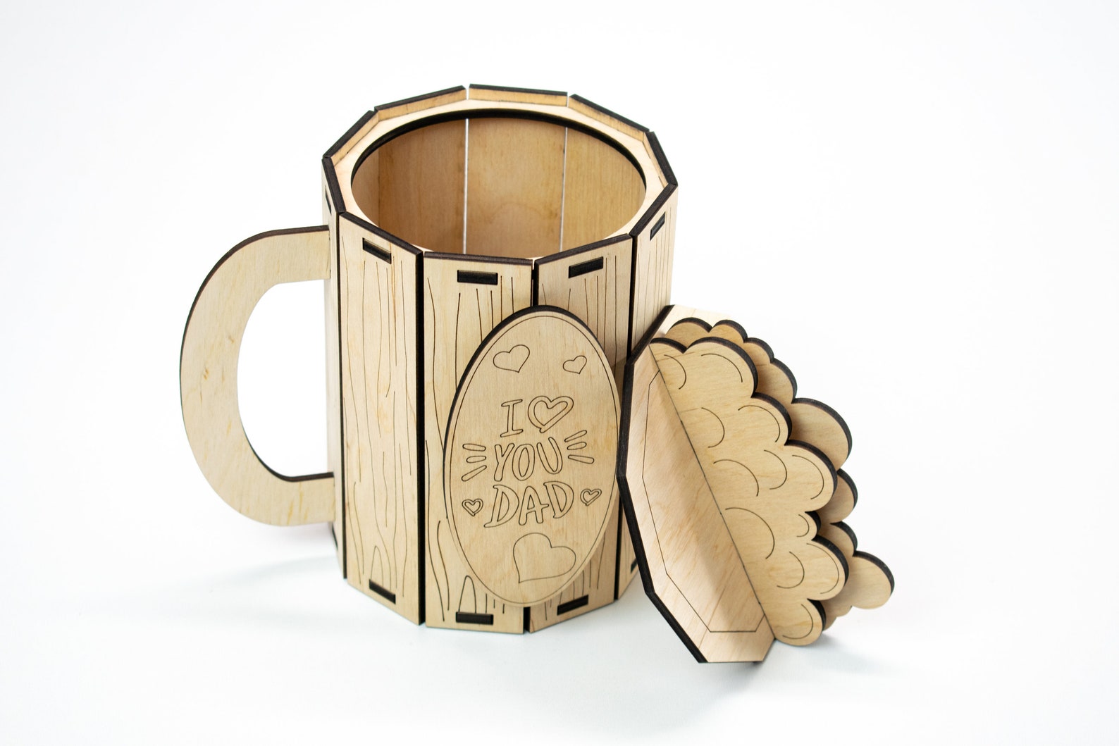Father Day Laser Cut File Mug Gift Box SVG Wood Beer Mug - Etsy
