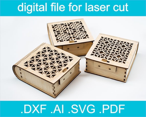 Laser Cut Files Box SVG Bundle 7 Designs Laser Cut Vector for | Etsy