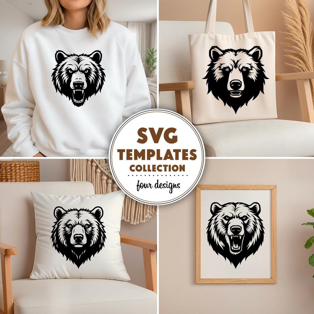 Fierce Bear Head SVG Logo Vector Wild Animal Emblem Clipart for Cricut ...