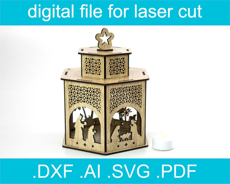 Nativity Scene SVG Laser Cut File Nativity Scene Lantern - Etsy