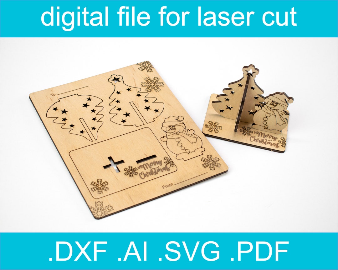 3D Puzzle Christmas Card With Snowman SVG • Laser Cut File • Glowforge ...
