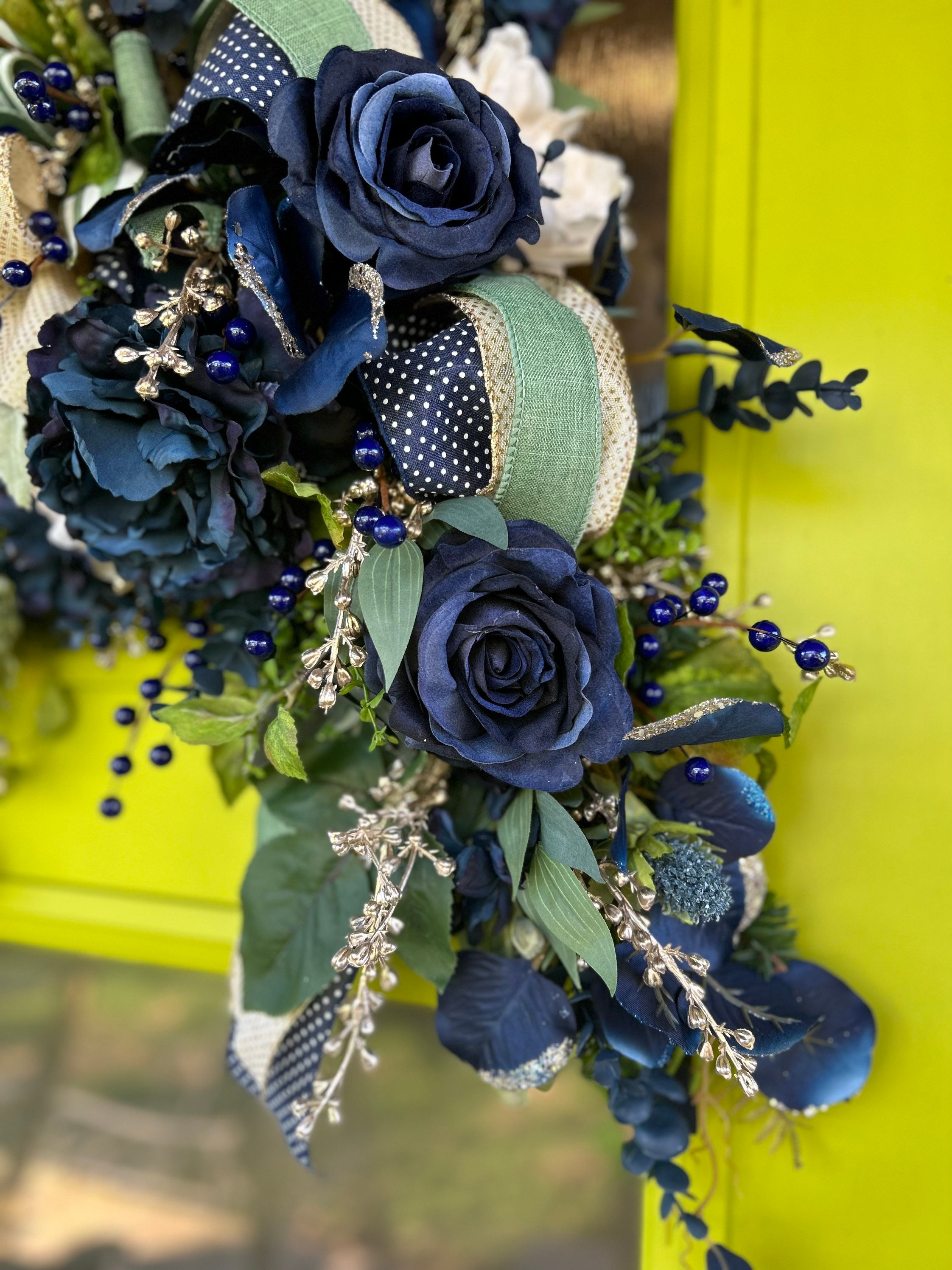 Navy Blue Swag,over the Door Swag, Table Swag,wreathsbycarol2016 - Etsy