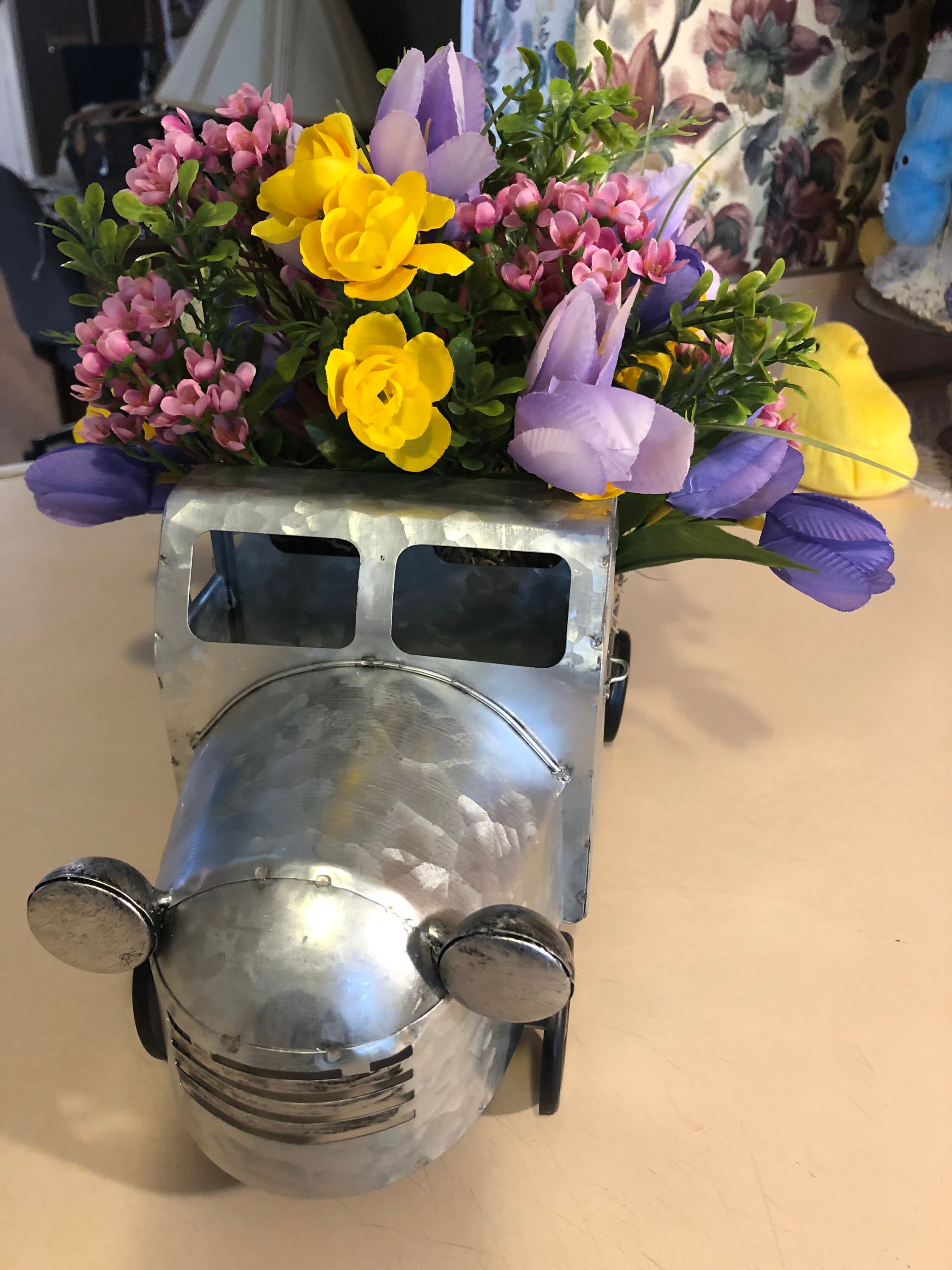 Spring Floral Truck Arrangement, Easter Home Decor - Etsy
