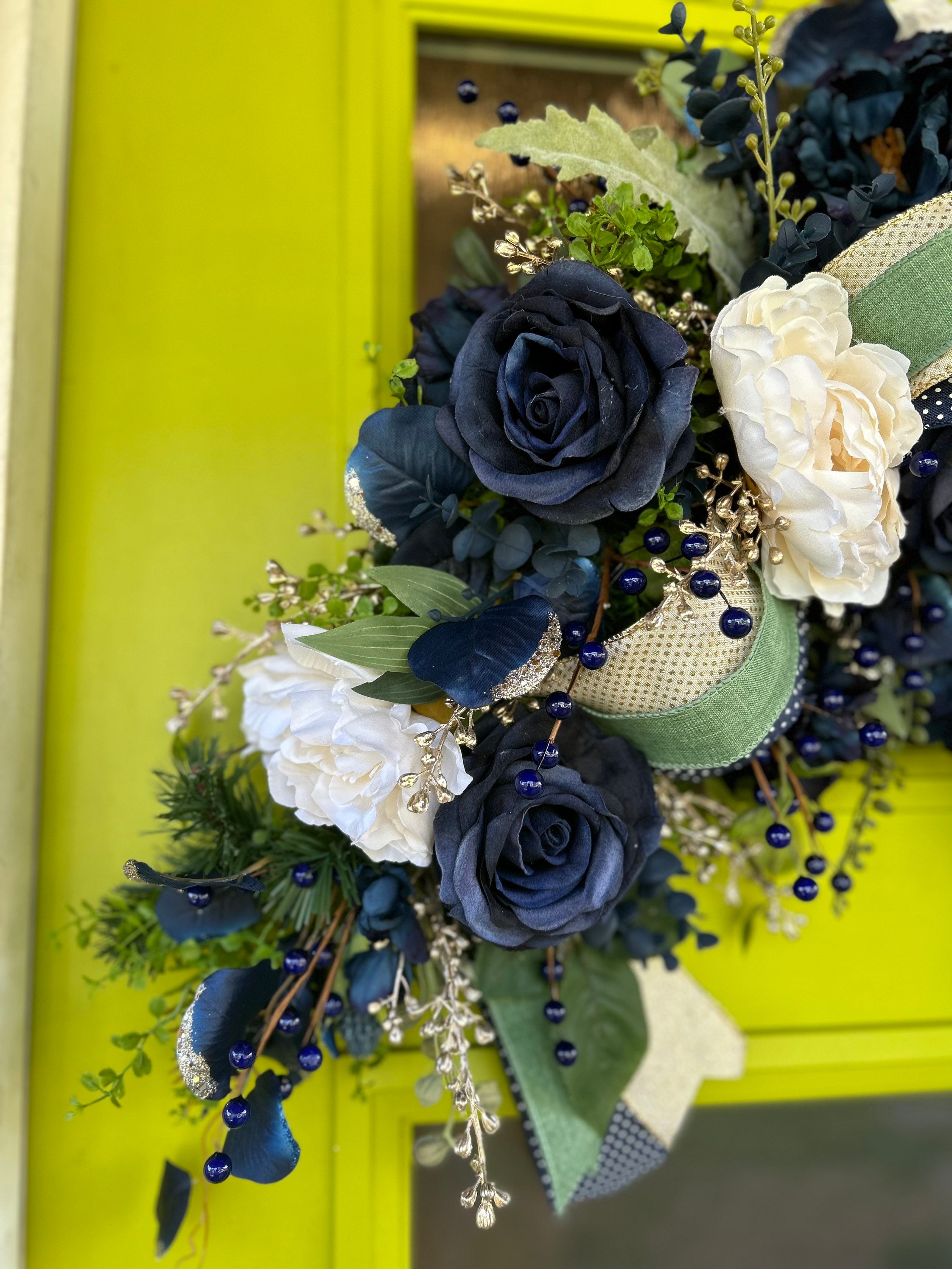 Navy Blue Swag,over the Door Swag, Table Swag,wreathsbycarol2016 - Etsy