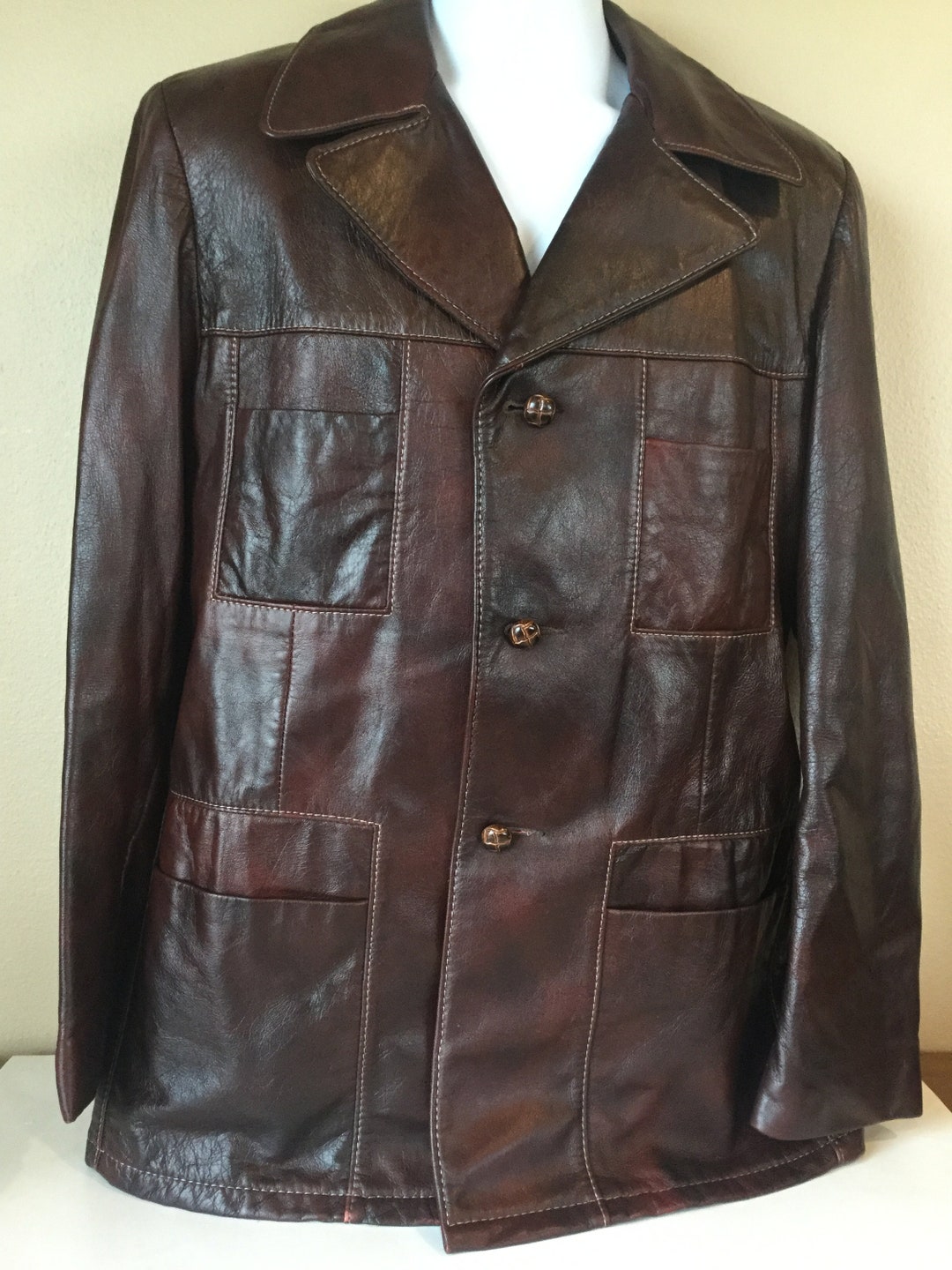 Men’s A Robert Lewis Idea Jacket Coat Size 42 Brown Leather Vintage - Etsy