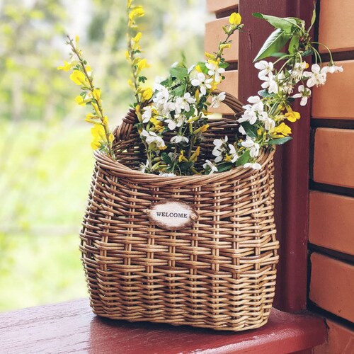 Rustic Storm Door Basket Front Door Flower Basket Summer Front - Etsy