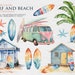 Watercolor Surfing Clipart Surf Summer Png Surfboard Beach House Palms ...