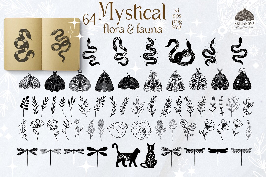 Moth Svg Cat Svg Snake Svg Dragonfly Svg Mystical Svg Mystical - Etsy