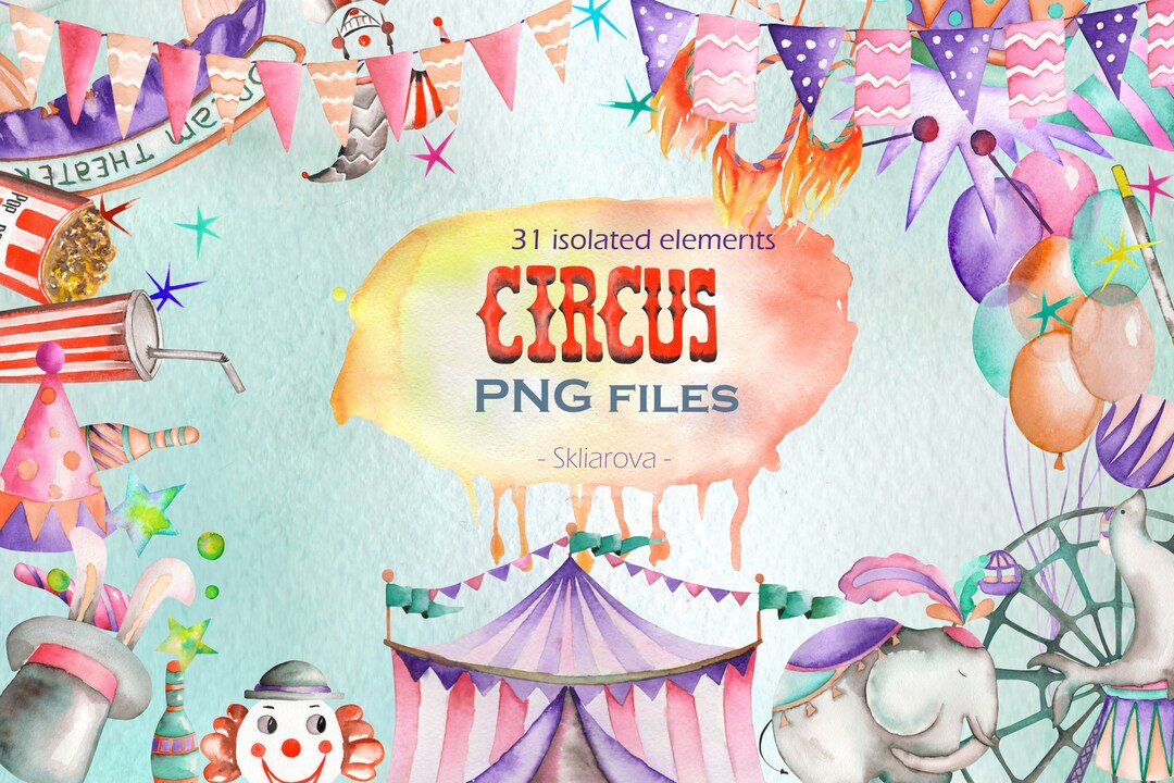 Watercolor Circus Clipart Vintage Circus Clip Art Nursery Carnival ...