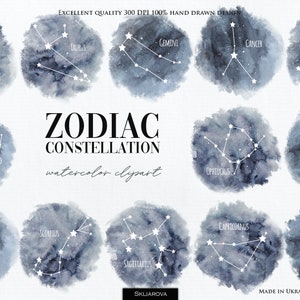 Zodiac Constellation Watercolor Clipart Star Constellation Png ...