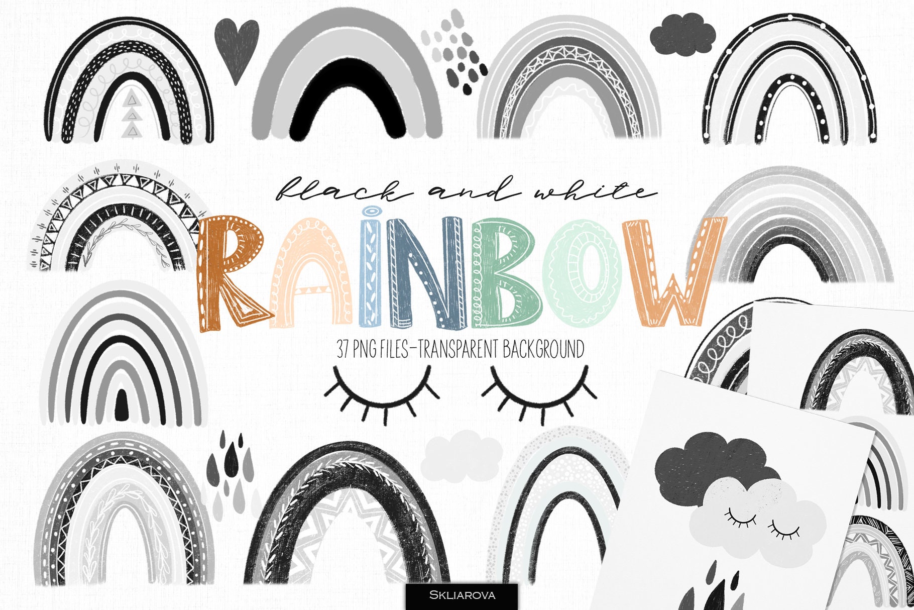 Rainbow Clipart Black And White