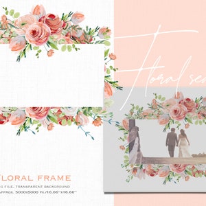 Spring Floral Frame Clipart Watercolor Wedding Flower Frame Border ...