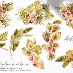 Floral Boho Clipart Dried Flowers Watercolor Clipart Boho - Etsy
