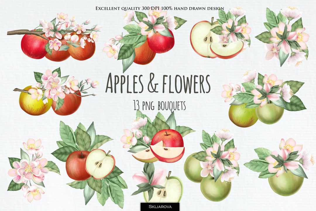 Apples Floral Fruit Bouquets Png Clipart Spring Blooming Apple Tree ...