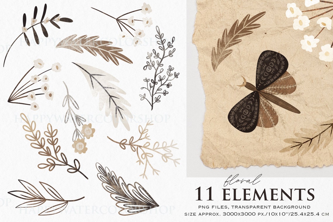 Moth Clipart Butterfly Clipart Boho Clipart Moth Png Butterfly | Etsy