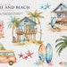 Watercolor Surfing Clipart Surf Summer Png Surfboard Beach House Palms ...