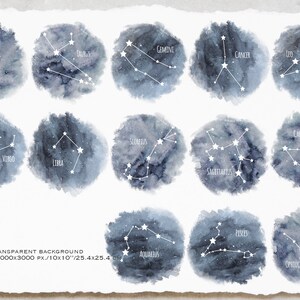 Zodiac Constellation Watercolor Clipart Star Constellation Png ...