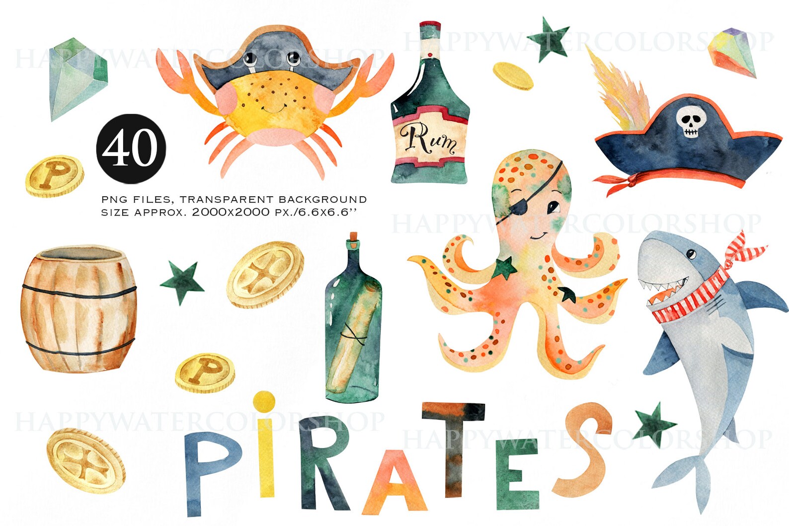 Watercolor Pirates Clipart Pirate Clipart Pirates Clip Art | Etsy