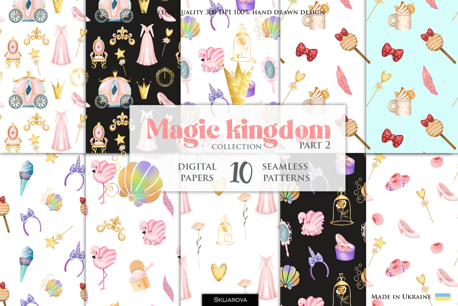Magic Kingdom Digital Paper Princess Paper Magic Kingdom - Etsy