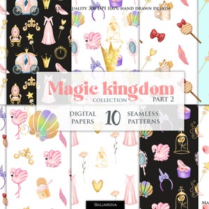 Magic Kingdom Digital Paper Princess Paper Magic Kingdom Pattern ...