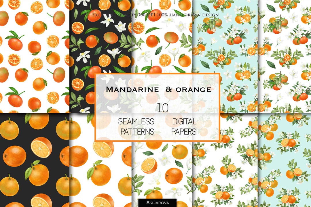 Oranges Digital Paper Oranges Digital Pattern Citrus Digital Paper ...