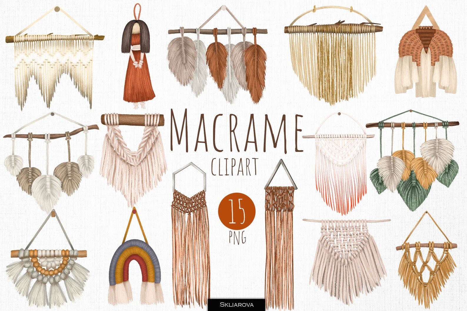 Macrame Clipart Boho Clipart Planner Clipart Bohemian Clipart - Etsy