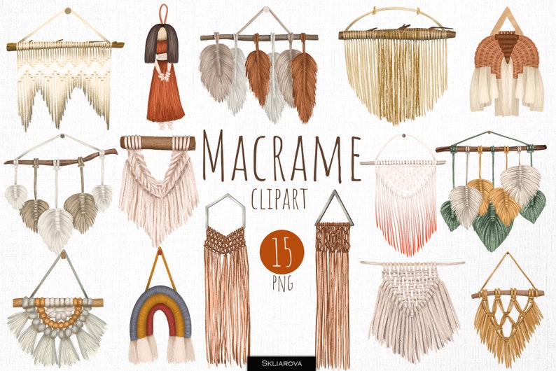 Macrame Clipart Boho Clipart Planner Clipart Bohemian Clipart - Etsy