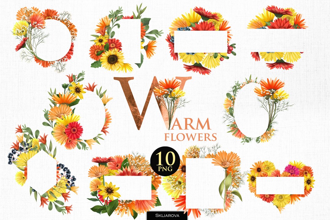 Fall Clipart Sunflower Clipart Floral Frame Clipart Wedding Frame ...