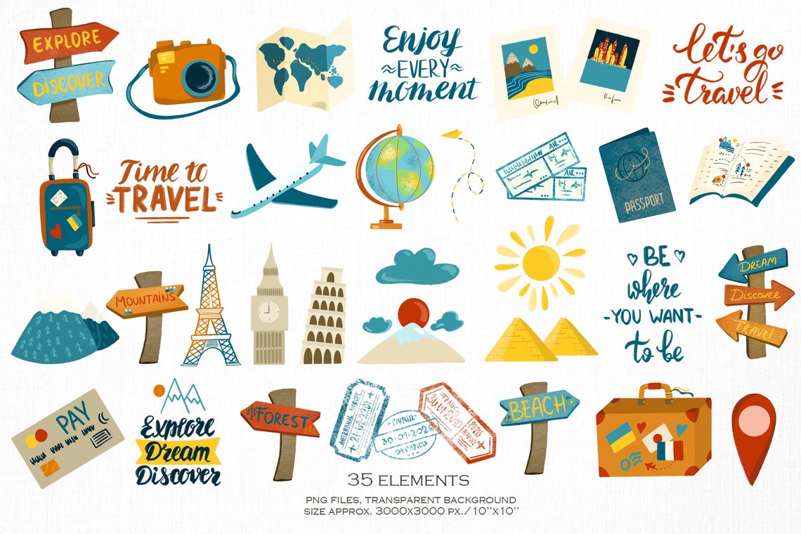 Travel Clipart Travel Clip Art Planner Clipart for Travel - Etsy Canada