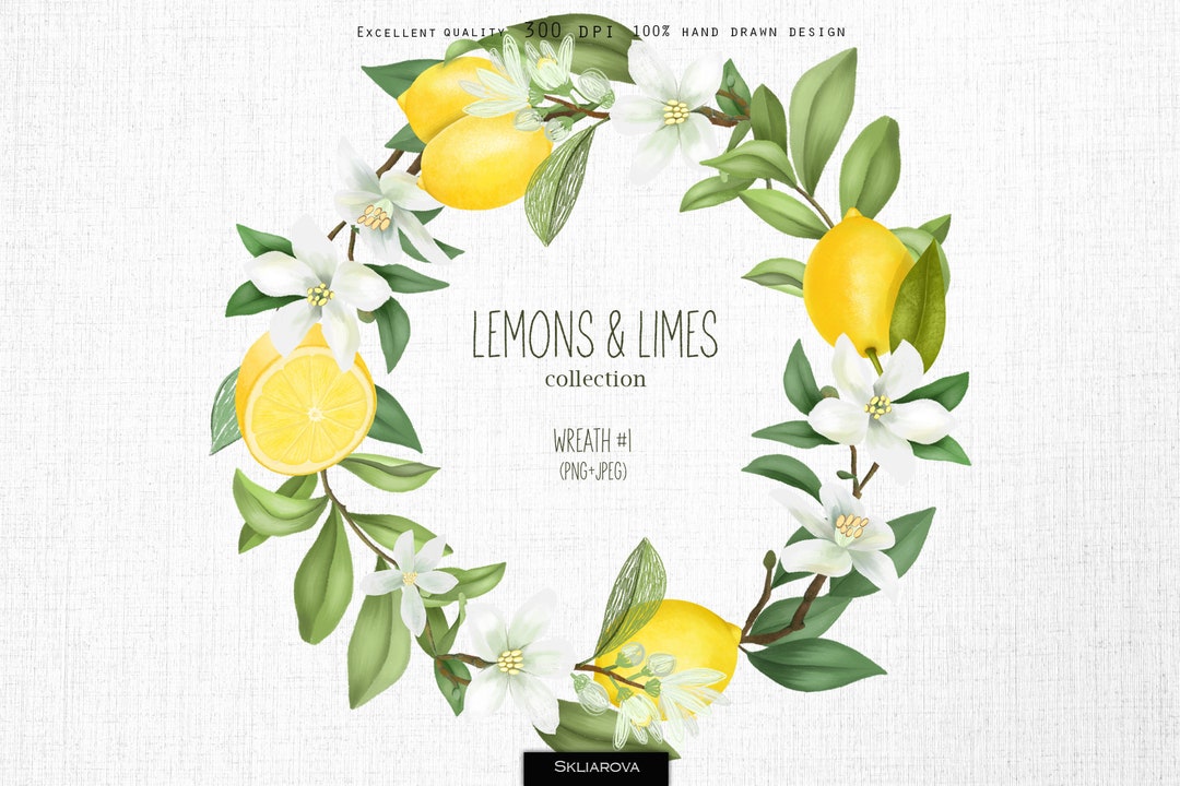 Lemon Frame Clipart Png Lemon Wreath Clip Art Lemons Fruit Wedding ...
