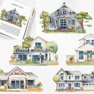 Farmhouse Clipart Watercolor Farm House Clipart Rustic Red Barn Clipart ...
