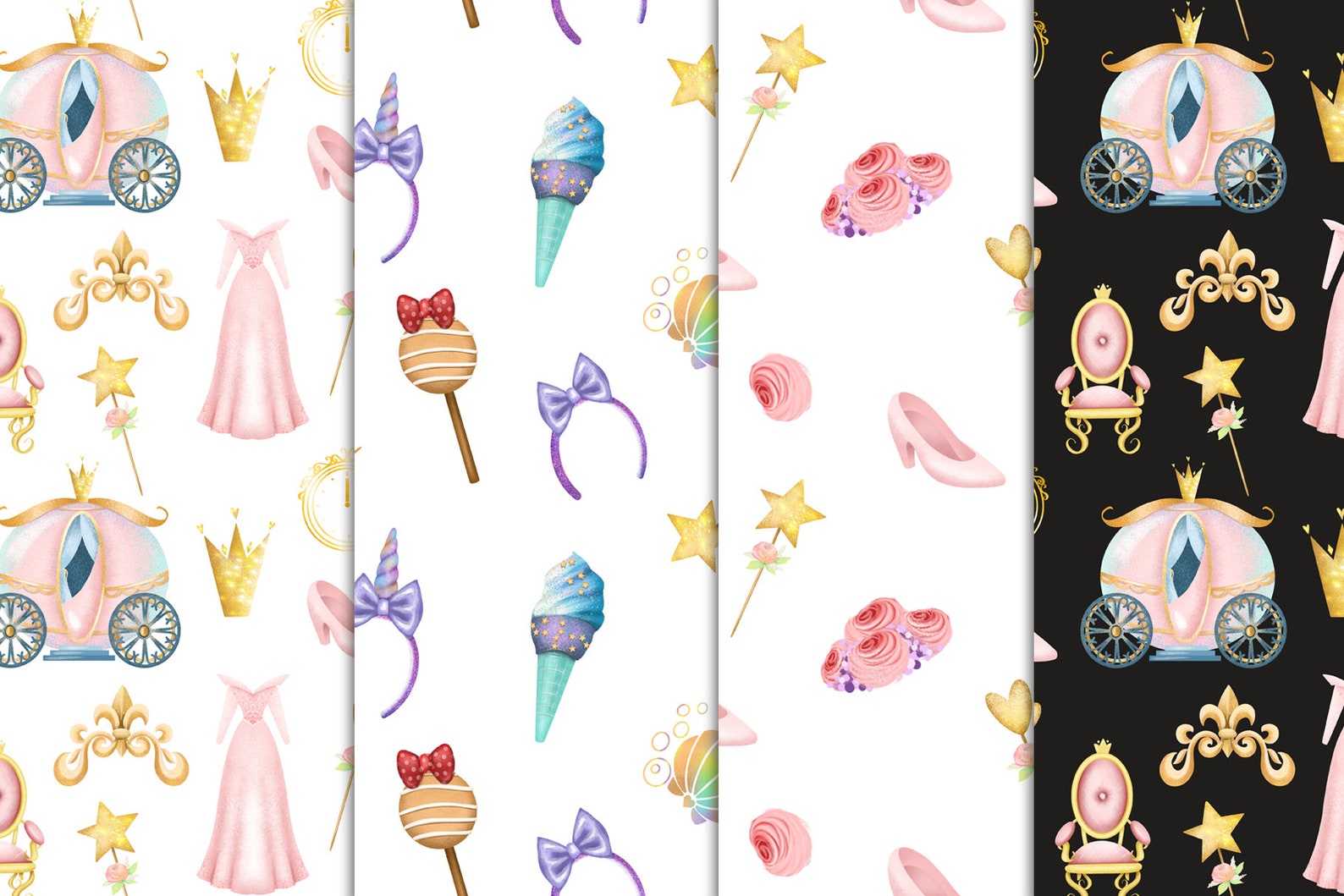 Magic Kingdom Digital Paper Princess Paper Magic Kingdom Pattern ...