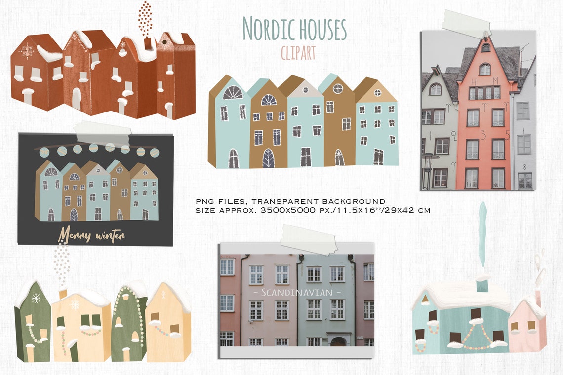 House PNG House Clipart Scandinavian Winter Clipart Christmas - Etsy