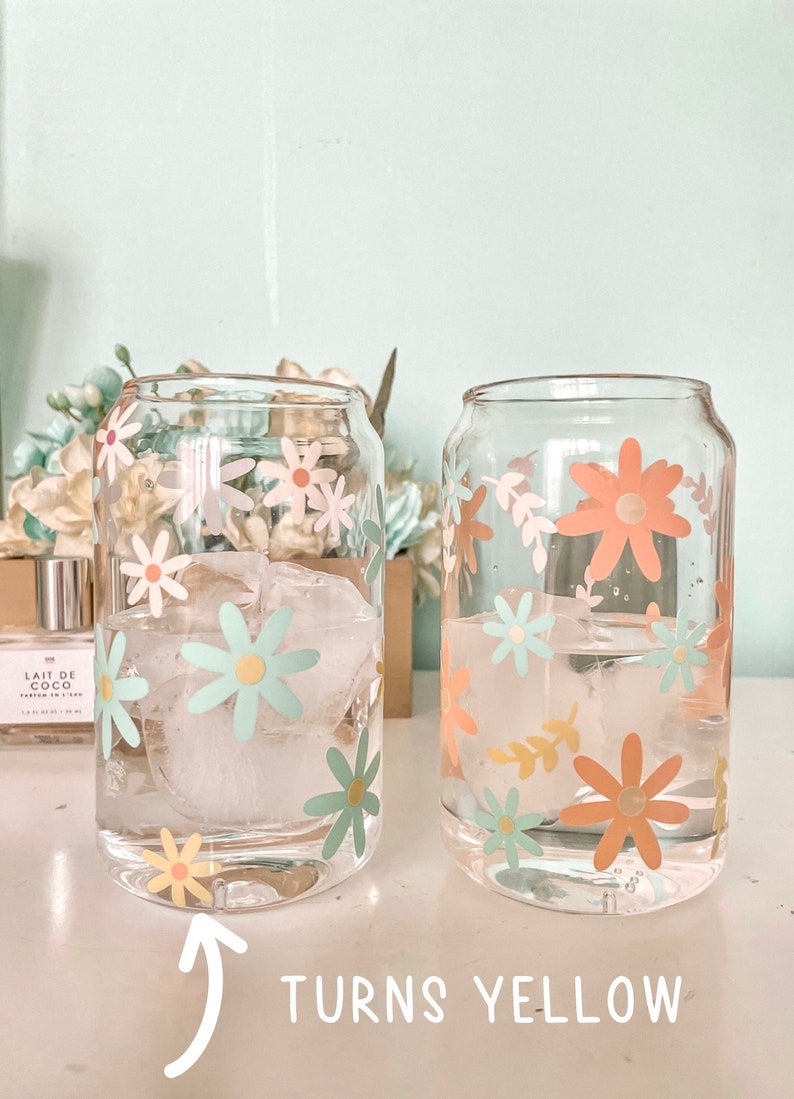 Libbey Glass Groovy Flower Iced Coffee Cup Color Changing - Etsy