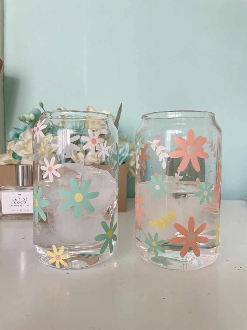 Libbey Glass Groovy Flower Iced Coffee Cup Color Changing - Etsy