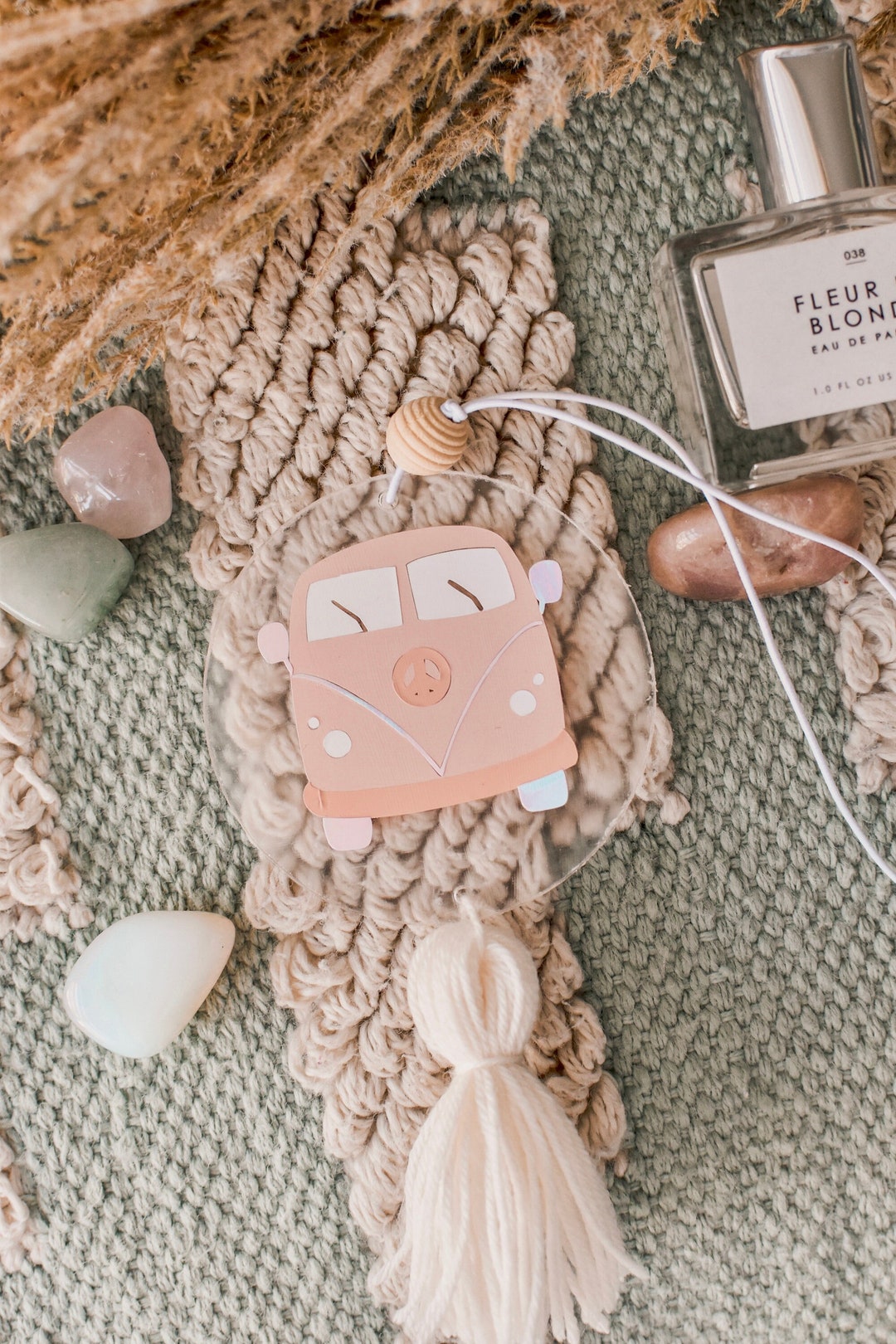 Acrylic Circle Car Charm Boho Peace Sign Van Rearview Mirror Hanging - Etsy