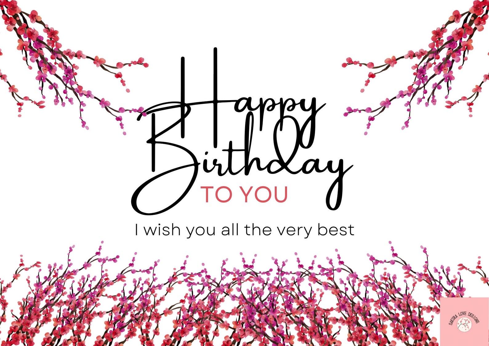 Cherry Blossom Happy Birthday Card for Your Loved One Birthday ...