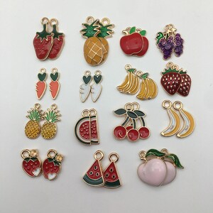 30pcs Assorted Fruit Style Enamel Charm Pendant for DIY Necklace ...