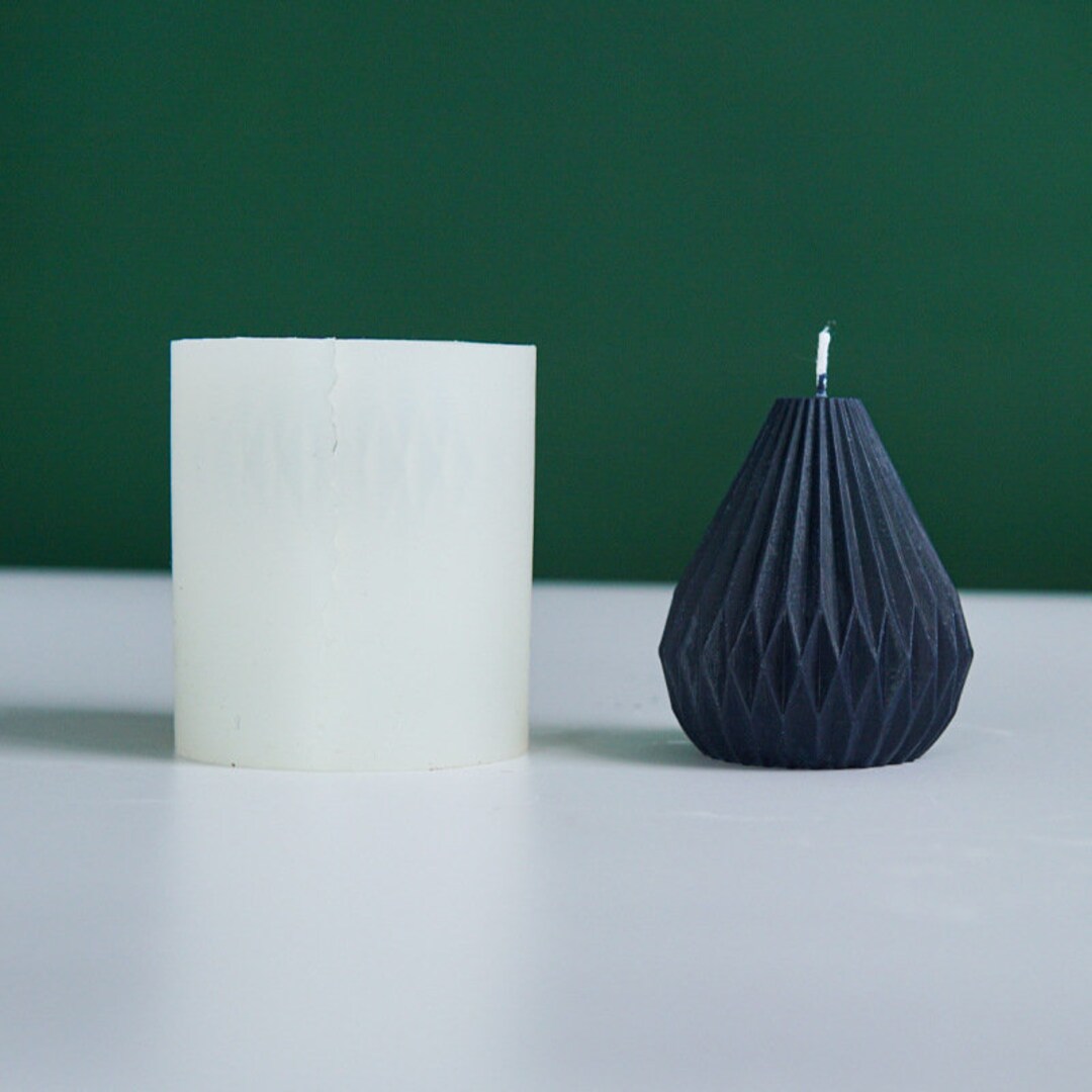 Geometric Line Pear Shape Candle Mold Striped Tapered Silicone Mold Diy ...