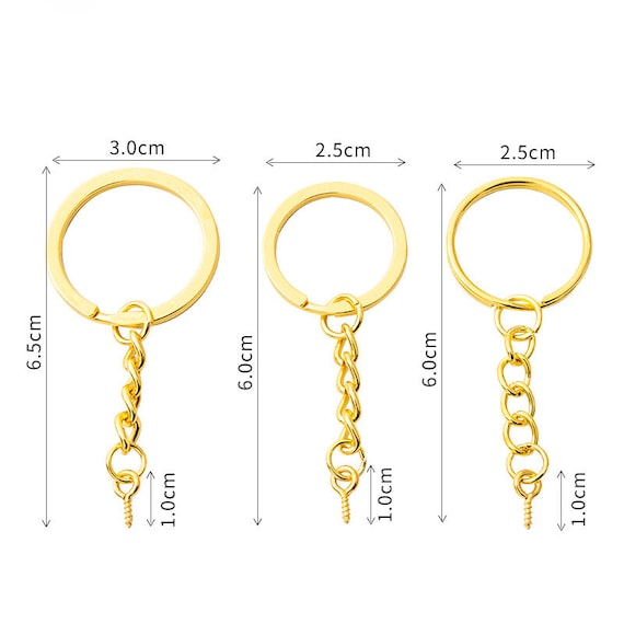 Gold color Pack of 10/20Pcs Keychain Rings with Chain and | Etsy