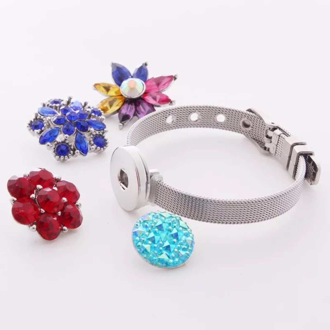 1 Set of Ginger Snap Bracelet for With 5pcs 18mm Random Interchangeable ...