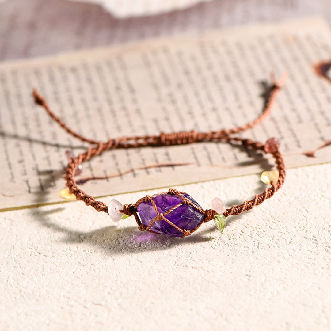 Handmade Braid Natural Crystal Stone Bracelet , Crystal Bracelets ...
