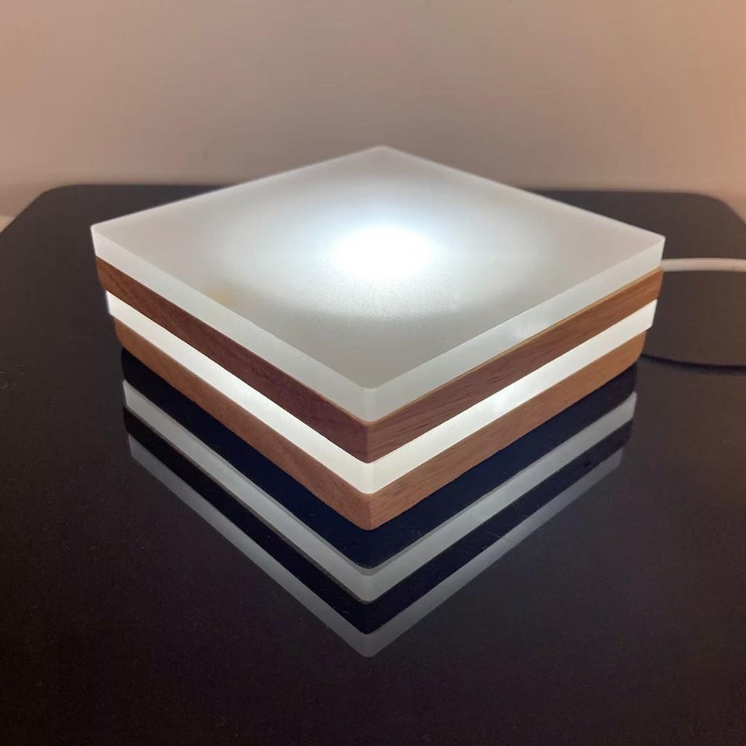 Wood Base-multi-layer Square Light Base Night Light Base for Crystal ...